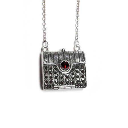 Vintage Style Sterling Silver Marcasite Purse Locket Necklace 27 inch ...