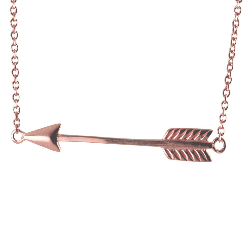 Rose Goldtone Silver Arrow Pendant Necklace 17