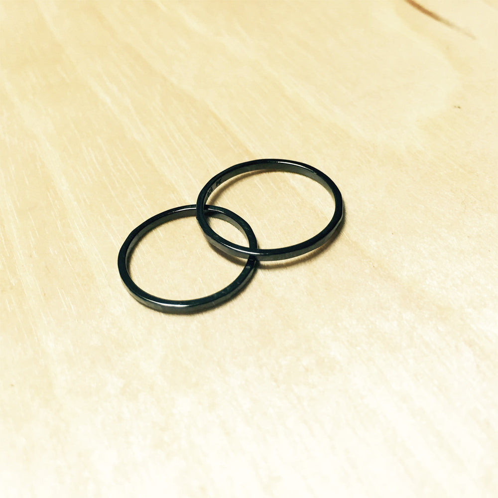 Blackened Sterling Silver Thin Band Ring Size 5 - Size 8