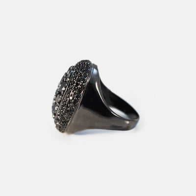 Dark Knight Black Cocktail Ring with Black Stones