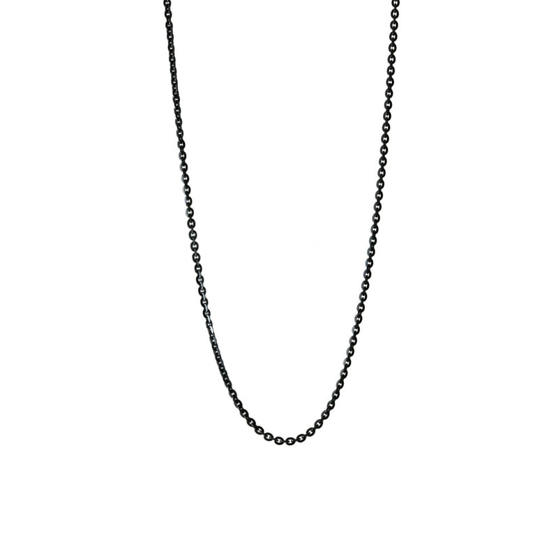Blackened Sterling Silver Simple Cable Chain Necklace 16 in - 30 in