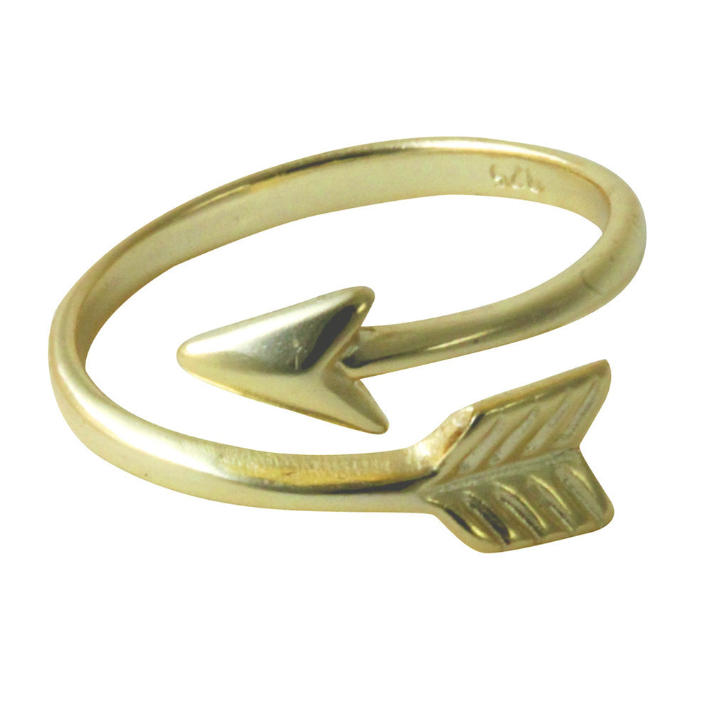 Goldtone Silver Chevron Arrow Band Wrap Ring Size 4 - Size 9