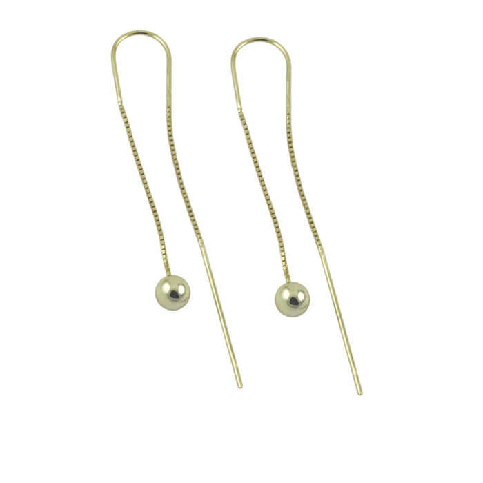 Goldtone Sterling Silver Bead Threader Chain Dangle Earrings