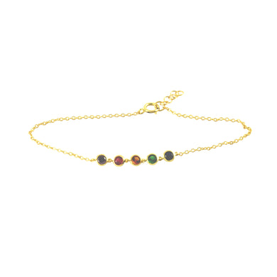 Gold-Dipped MultiColor Rainbow Stone Bracelet