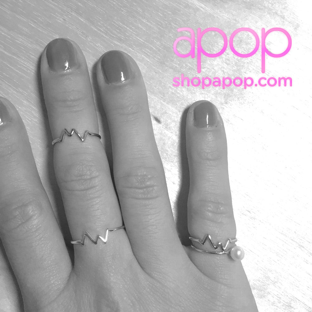 Sterling Silver HeartBeat Lifeline Band Ring "Electric" EKG Size 4 -10 ...