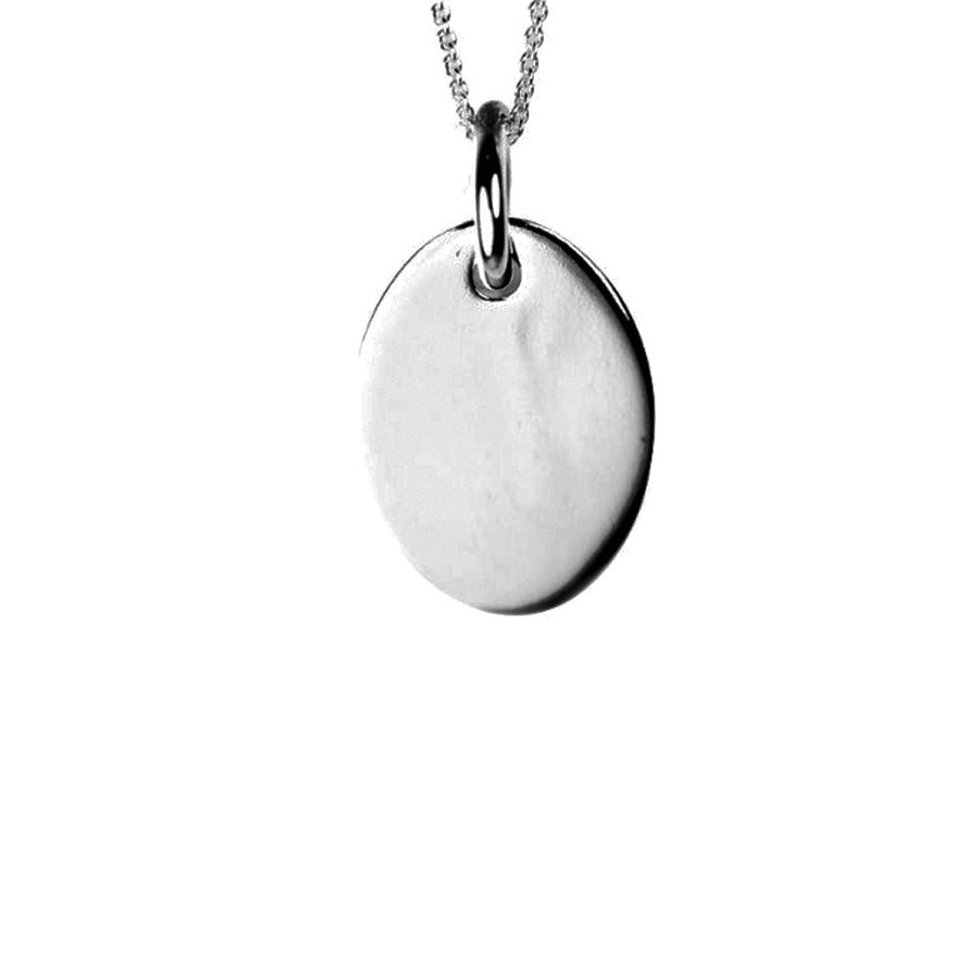 Sterling Silver Oval Plain Disc Pendant Necklace 16 in - 24 in – apop ...