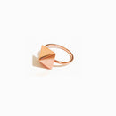 Rose Goldtone Silver Pyramid Square Ring Size 6 - 8