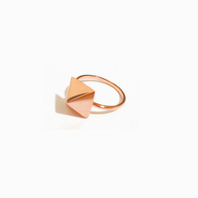 Rose Goldtone Silver Pyramid Square Ring Size 6 - 8