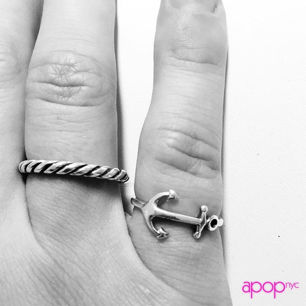 Sterling Silver Anchor Ring Size 4 - Size 9