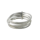 "Studded"Silver Thin Band Skinny Ring Stacking Set of 5 Size 5 - 9