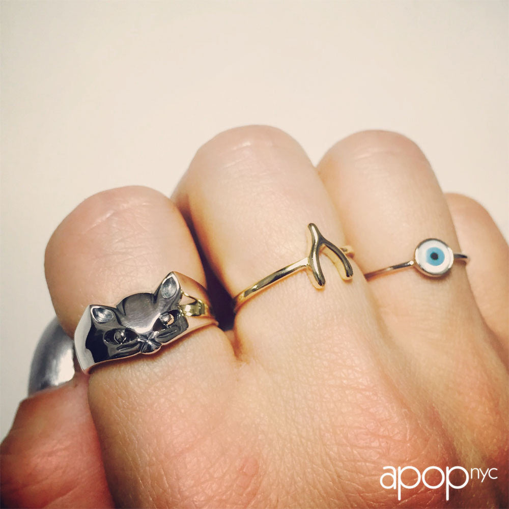 Sterling Silver Kitty Cat Ring Size 5 - size 9